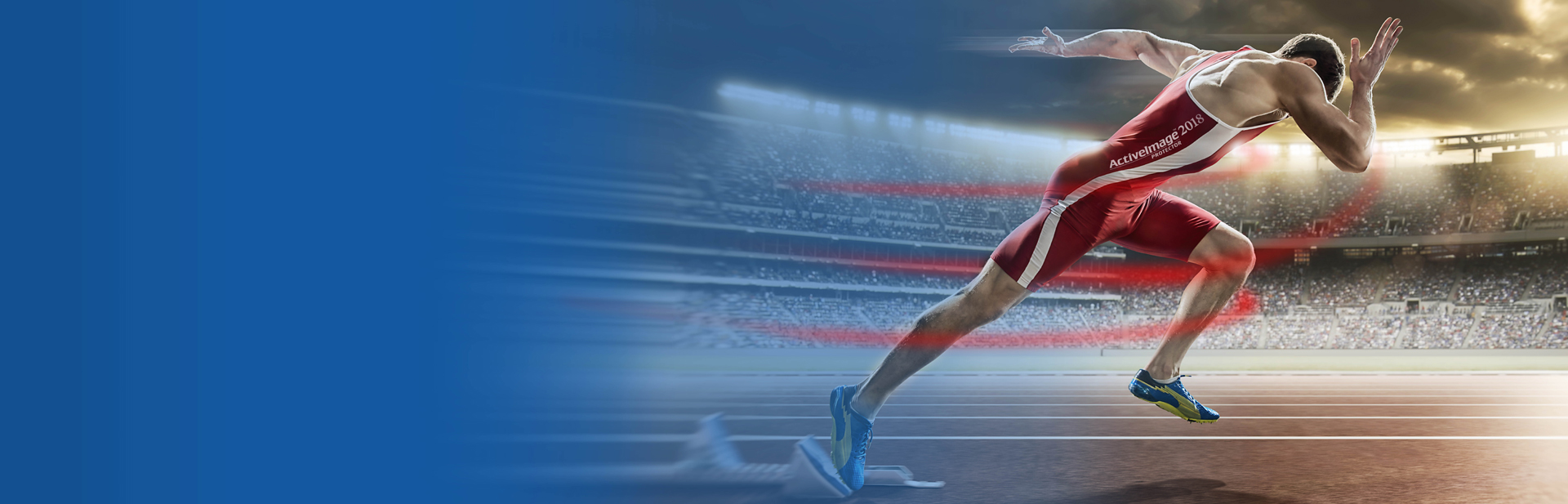 Male Sprinter Sprint Starts From Blocks in Athletics Stadium - Actiphy